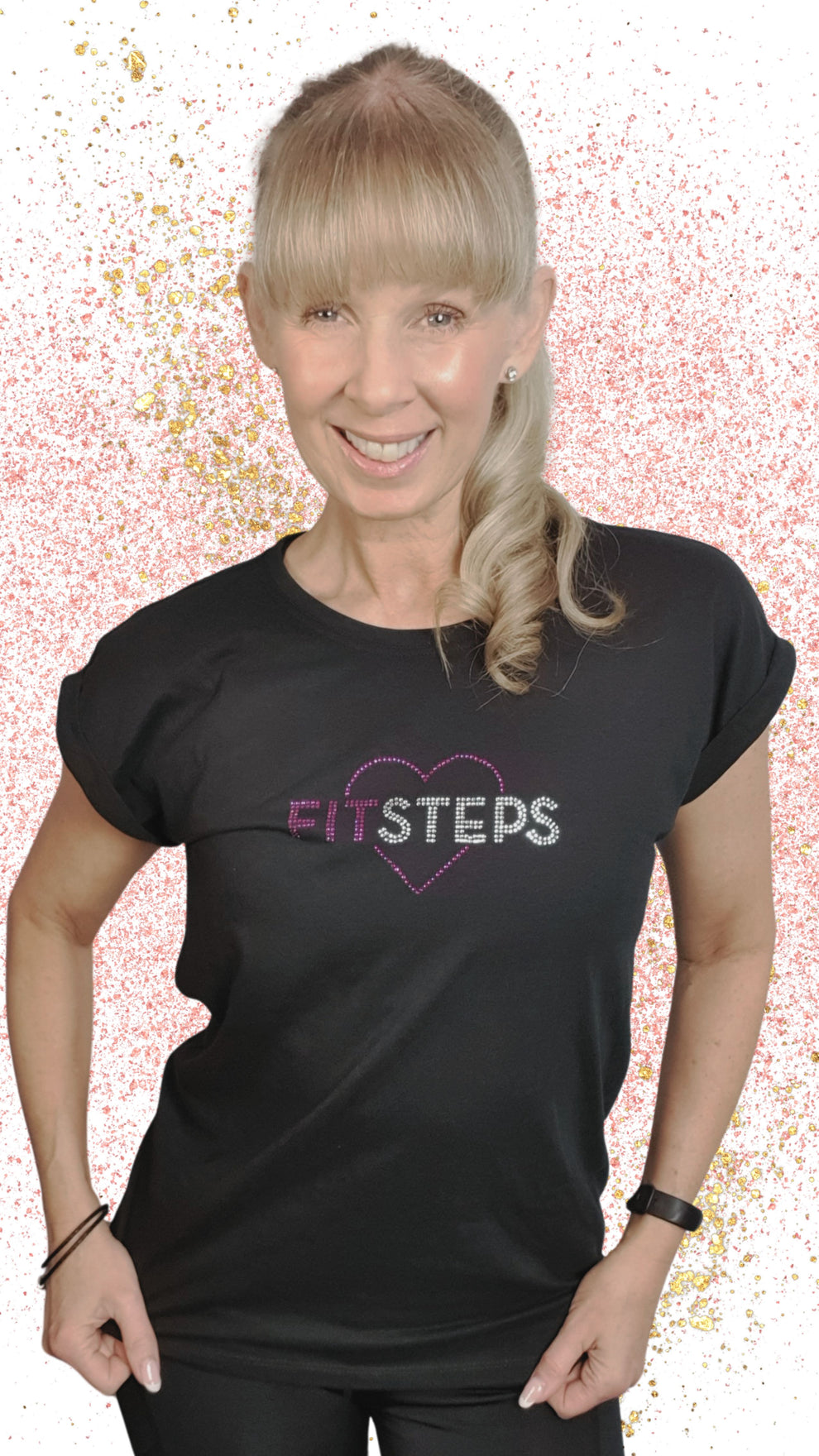 Diamanté Range - Heart Capped Sleeve Tee – Fitsteps Ltd